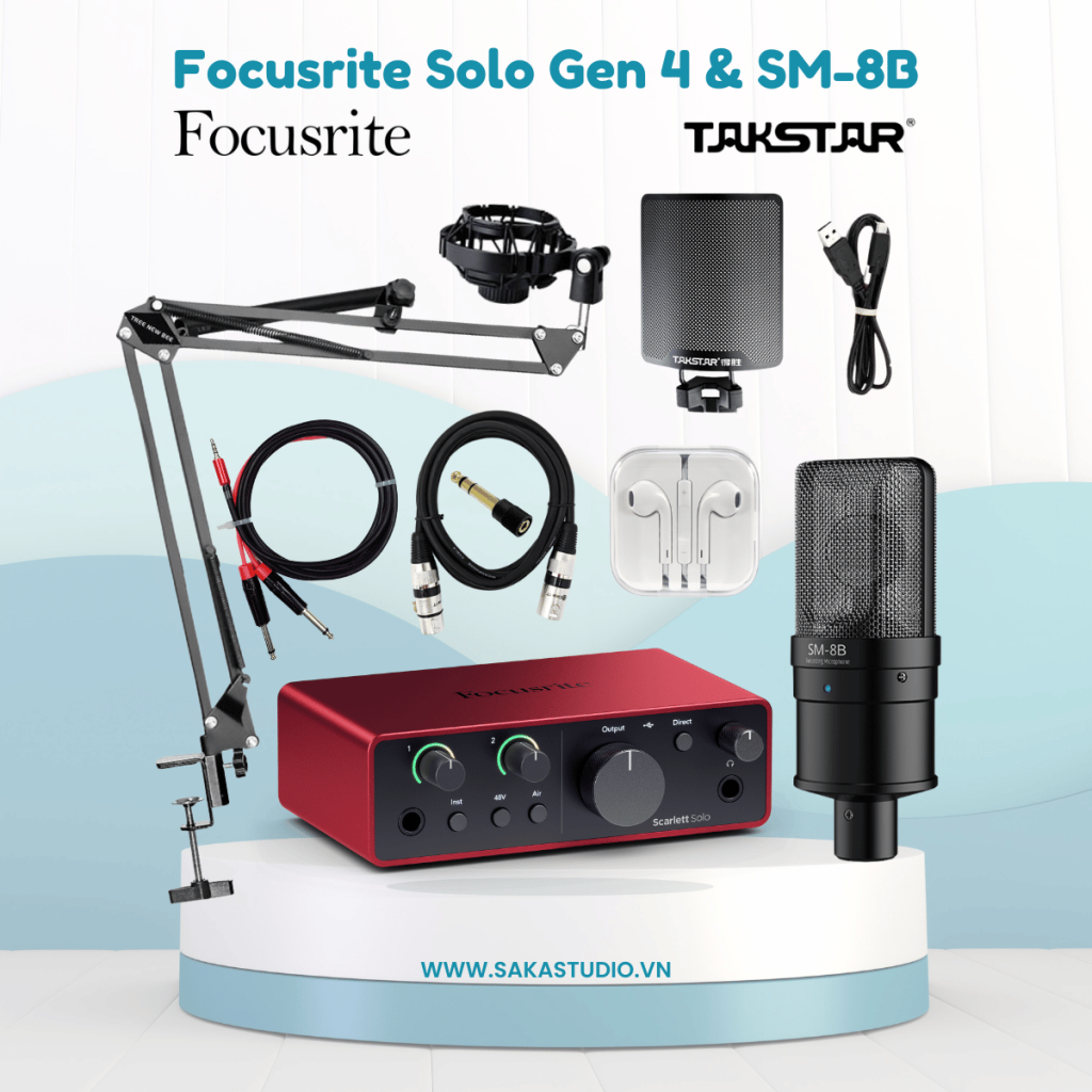 Bộ thu âm livestream Focusrite Solo Gen 4 & Takstar SM-8B